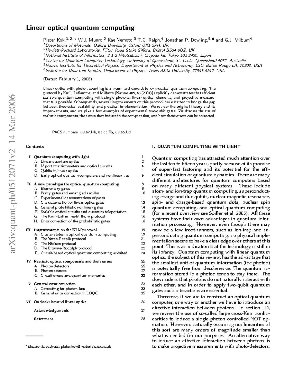 0512071 - Hzhzhzhs - arXiv:quant-ph/0512071v2 14 Mar 2006 Linear optical quantum computing ...