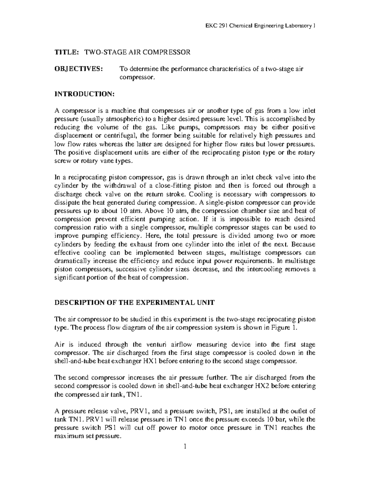 Exp 7 -Two stage air compressor EKC291 - TITLE: TWO-STAGE AIR ...