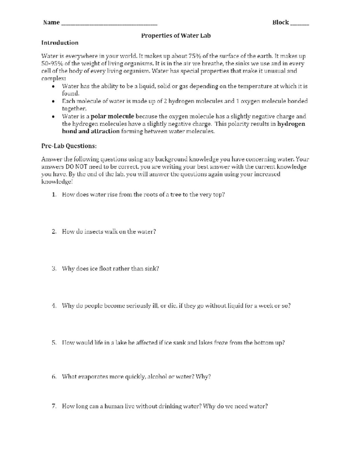 F18 Properties of Water Lab - PROP 102 - Studocu