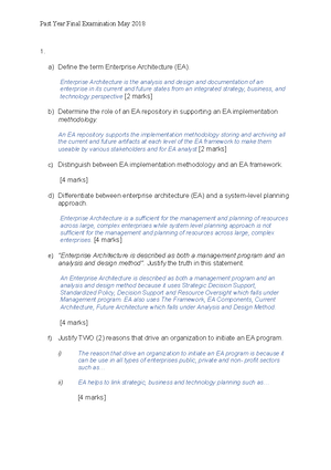Sample/practice exam 2019, questions and answers - Chapter 1: Different ...
