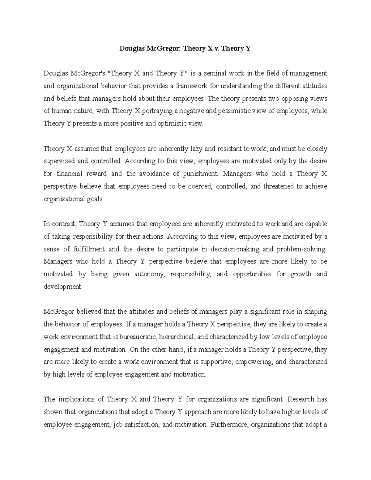 Douglas Mc Gregor Theory X v Theory Y - Douglas McGregor: Theory X v ...