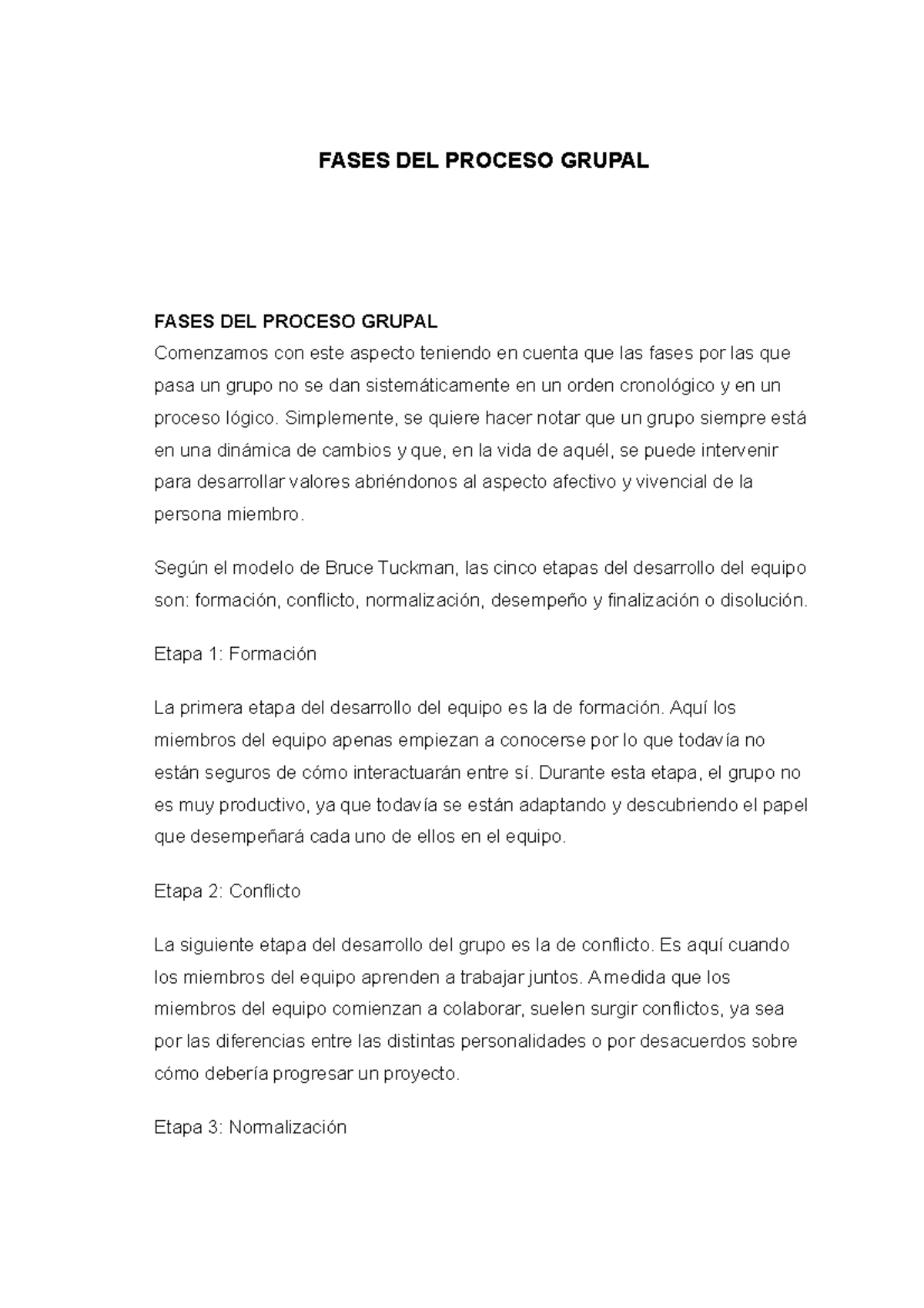 Fases del proceso grupal - FASES DEL PROCESO GRUPAL FASES DEL PROCESO GRUPAL Comenzamos con este ...