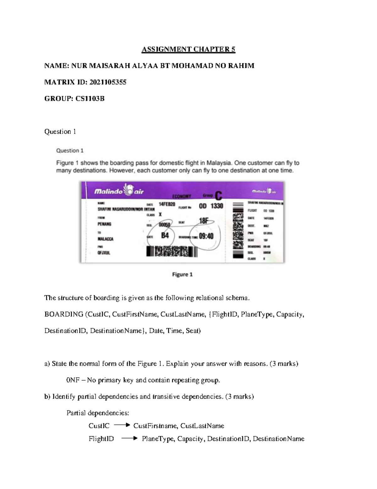Assignment Chapter 5 - ASSIGNMENT CHAPTER 5 NAME: NUR MAISARAH ALYAA BT MOHAMAD NO RAHIM MATRIX ...