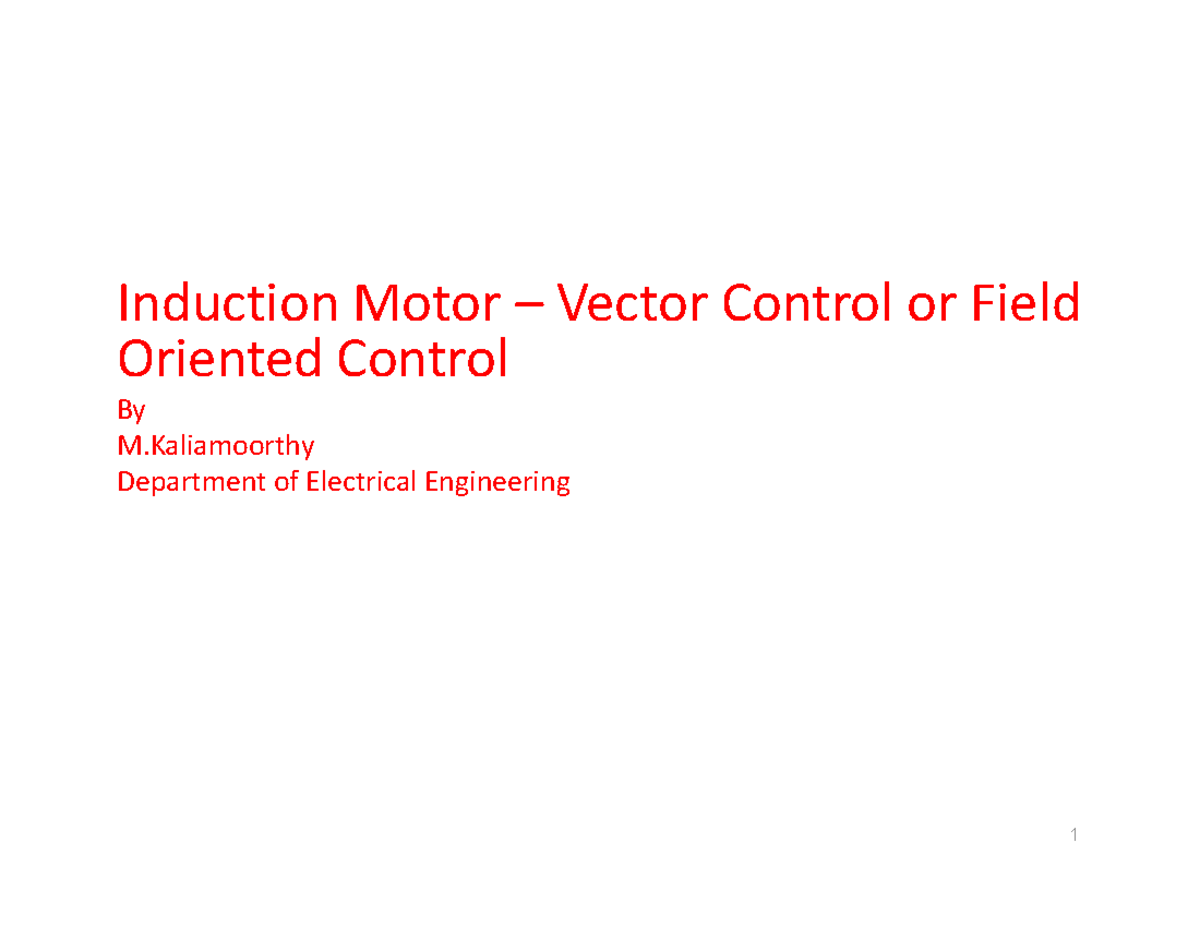 Motoro p Pt - Motor Control - Induction Motor – Vector Control or Field ...