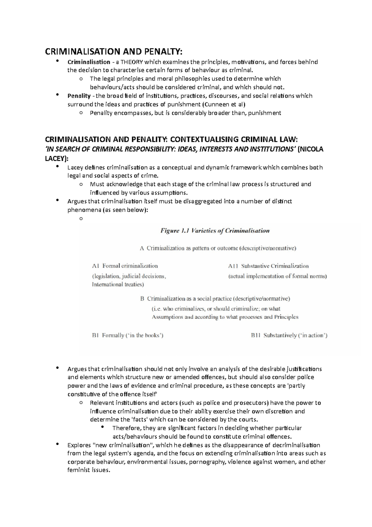 Laws1021 complete course notes - CRIMINALISATION AND PENALTY ...