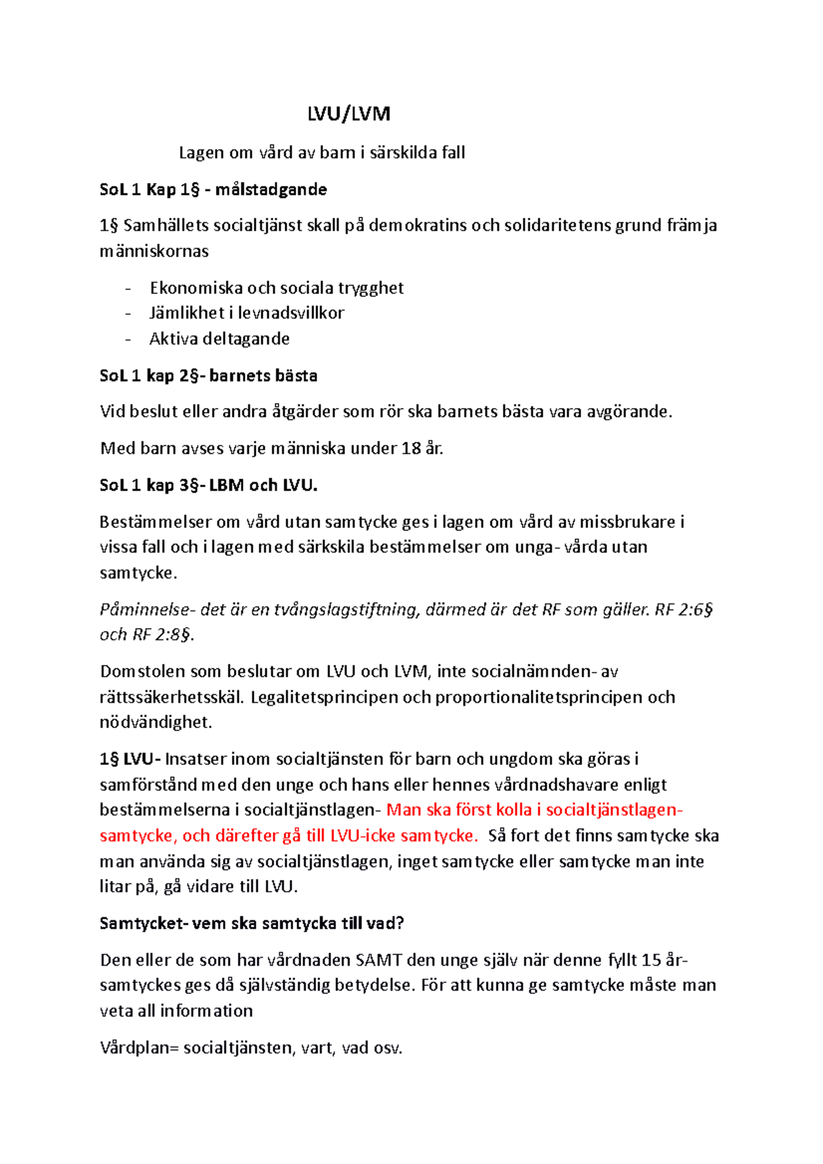 LVU och LVM - Anteckningar LVU och lite LVM - LVU/LVM Lagen om vård av ...