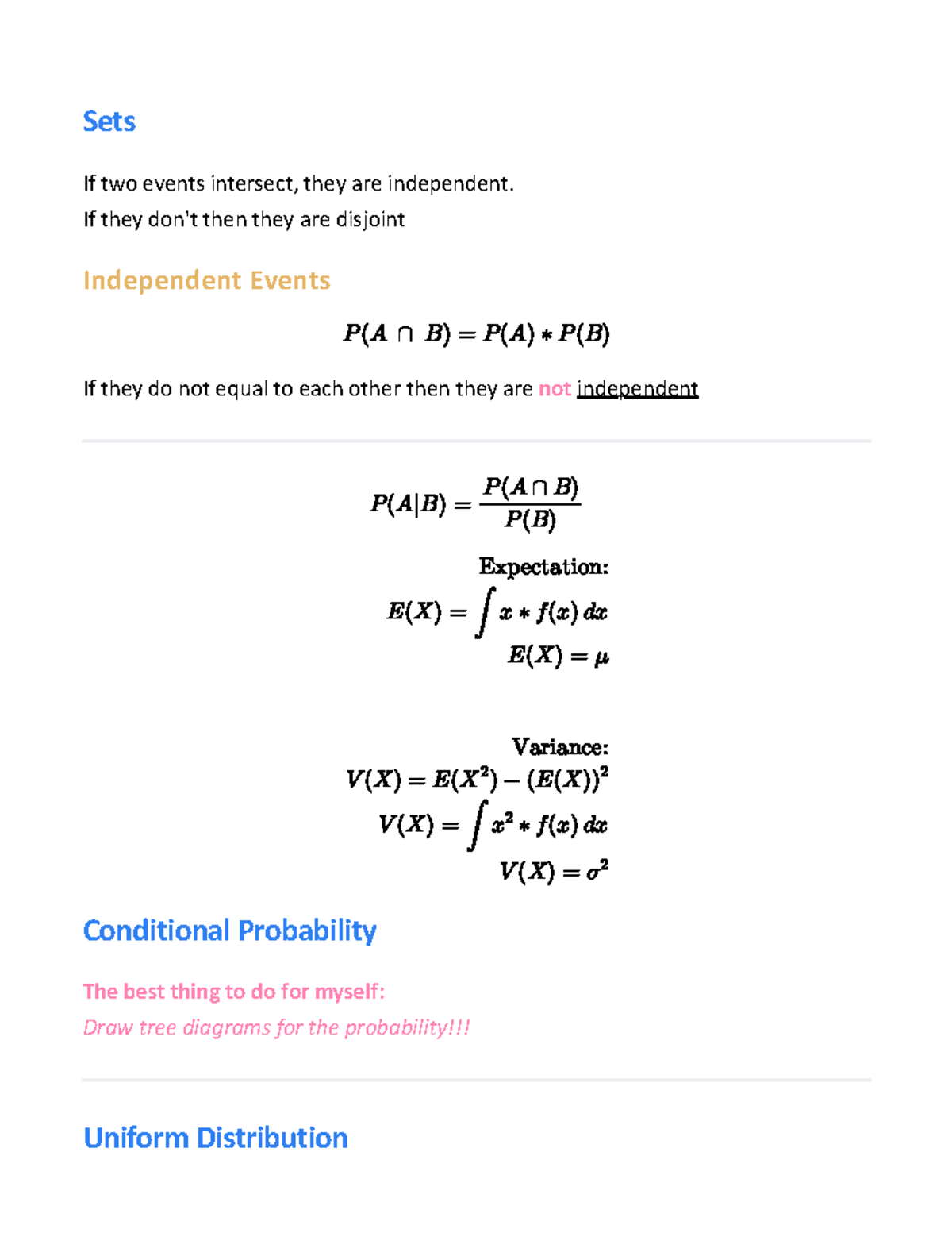 Data Statistics Revision Notes - Sets If two events intersect, they are ...