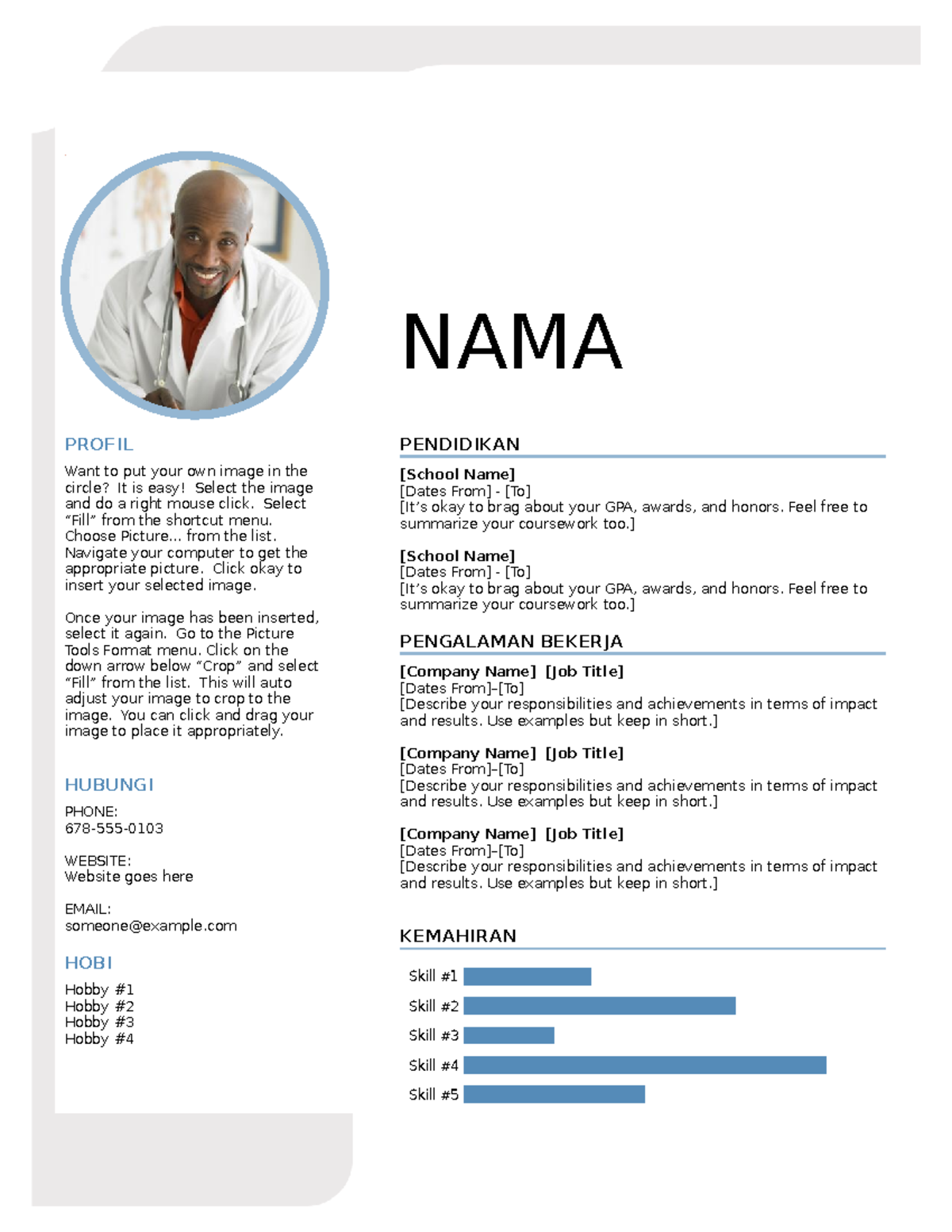 Contoh resume bahasa melayu 1 - NAMA PROFIL Want to put your own image in the circle? It is easy ...