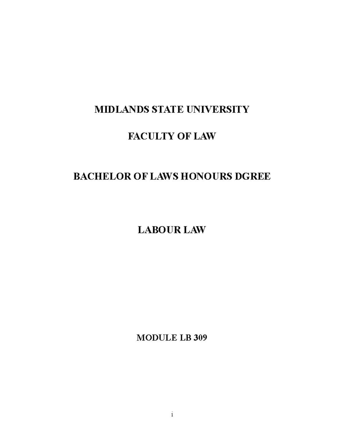 Labour Law Notes Kasusu- LB 309 033556 - MIDLANDS STATE UNIVERSITY ...