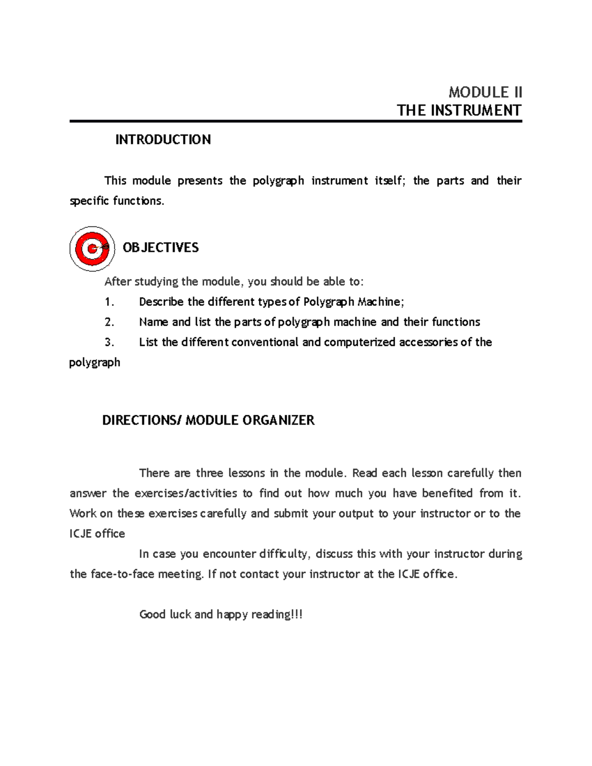 Module II LIE Detection - DIRECTIONS/ MODULE ORGANIZER INTRODUCTION ...