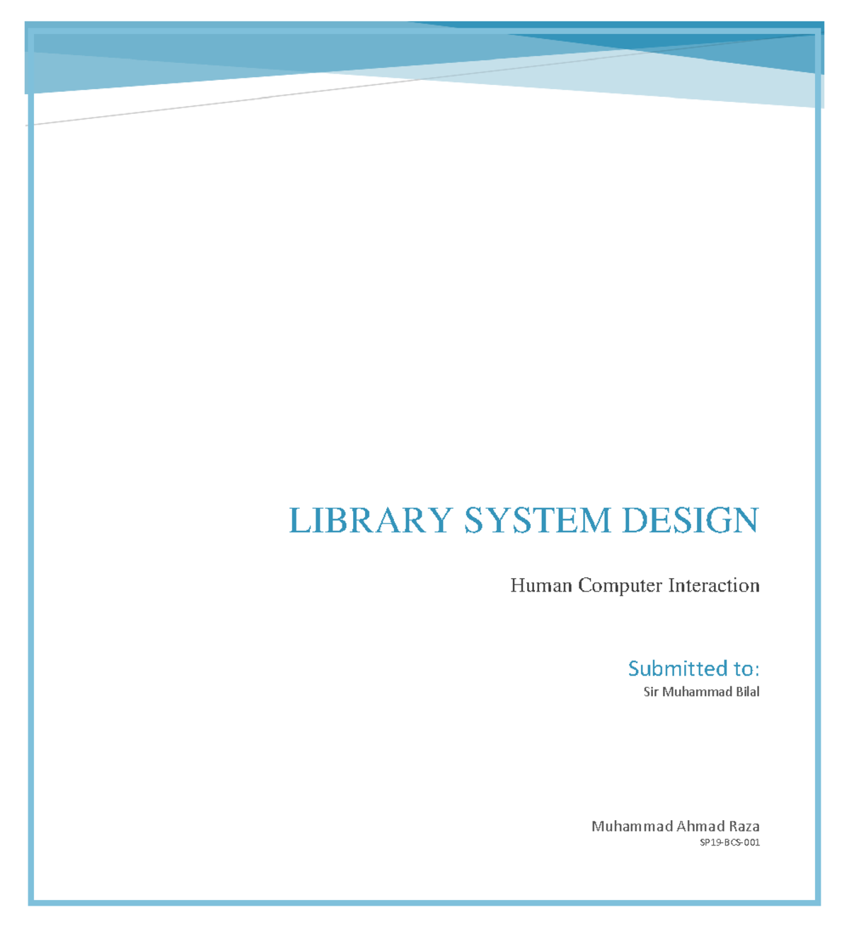 Human Computer Interaction Lab Task 3 - LIBRARY SYSTEM DESIGN Human Computer Interaction ...
