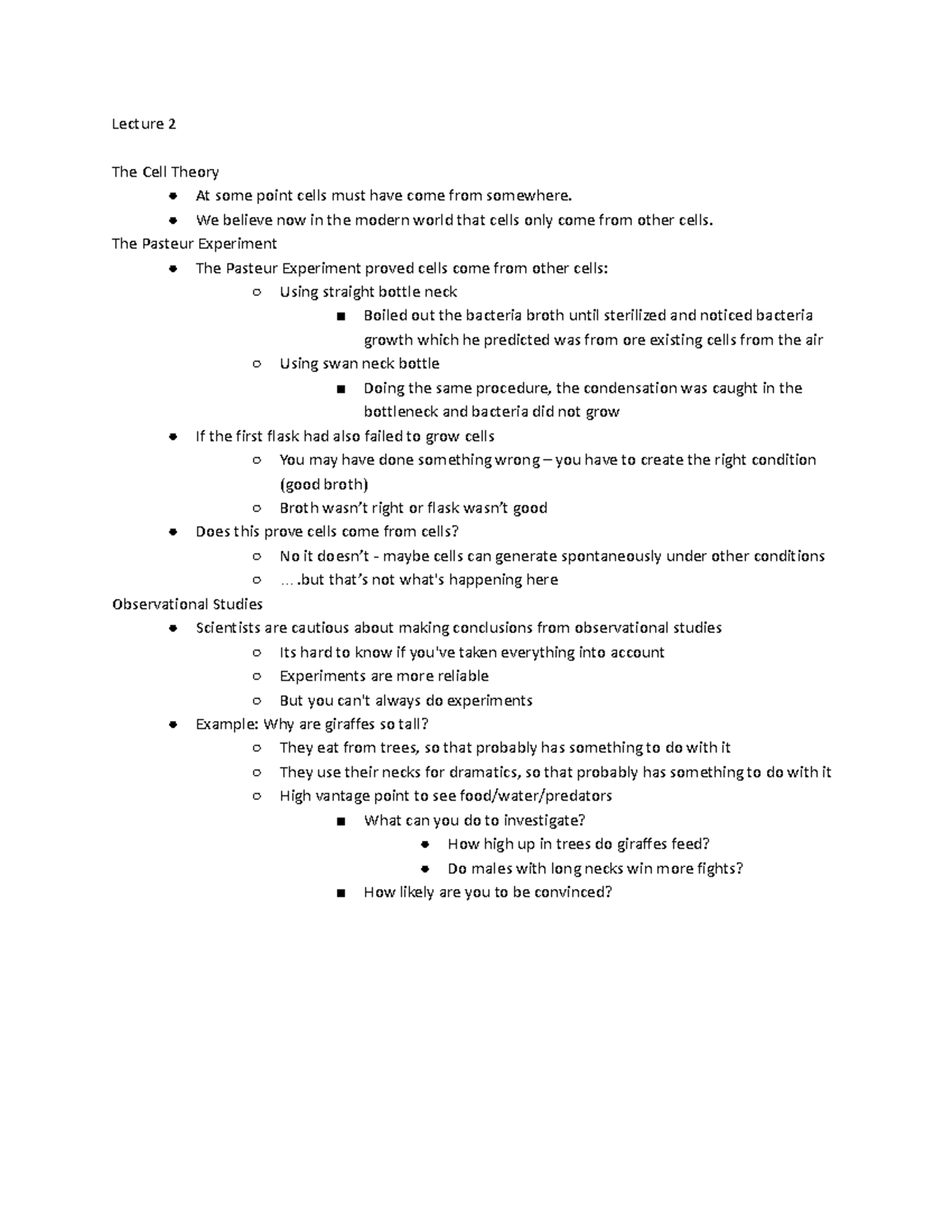 The Cell Theory - short lecture note - Lecture 2 The Cell Theory At ...