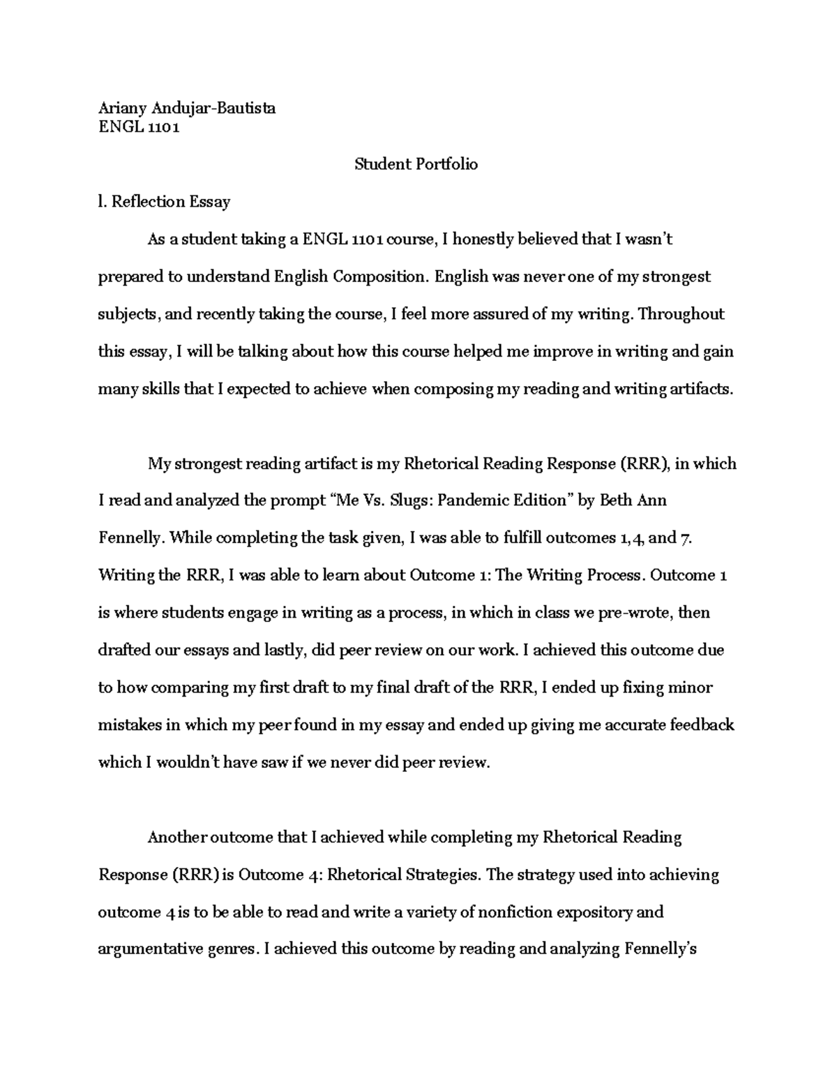 English 1101 E- Portfolio - Ariany Andujar-Bautista ENGL 1101 Student ...
