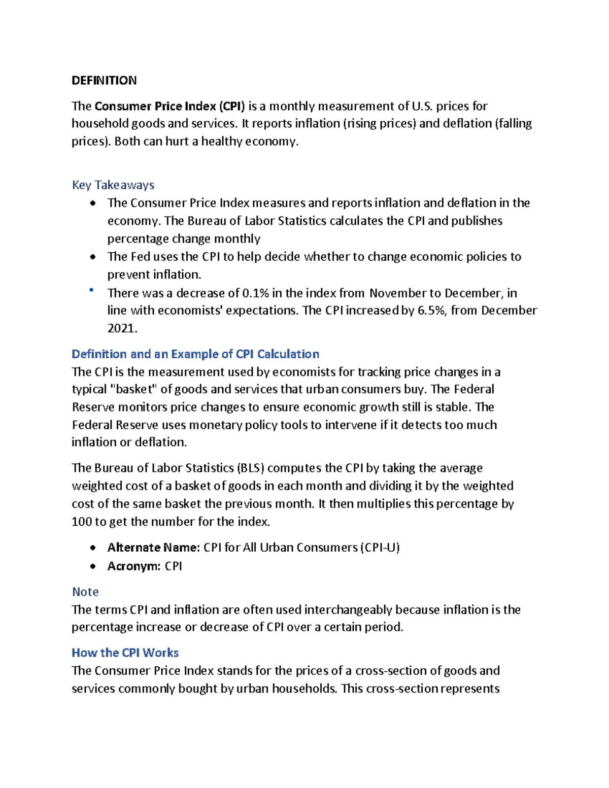 What is the consumer price index - DEFINITION The Consumer Price Index ...