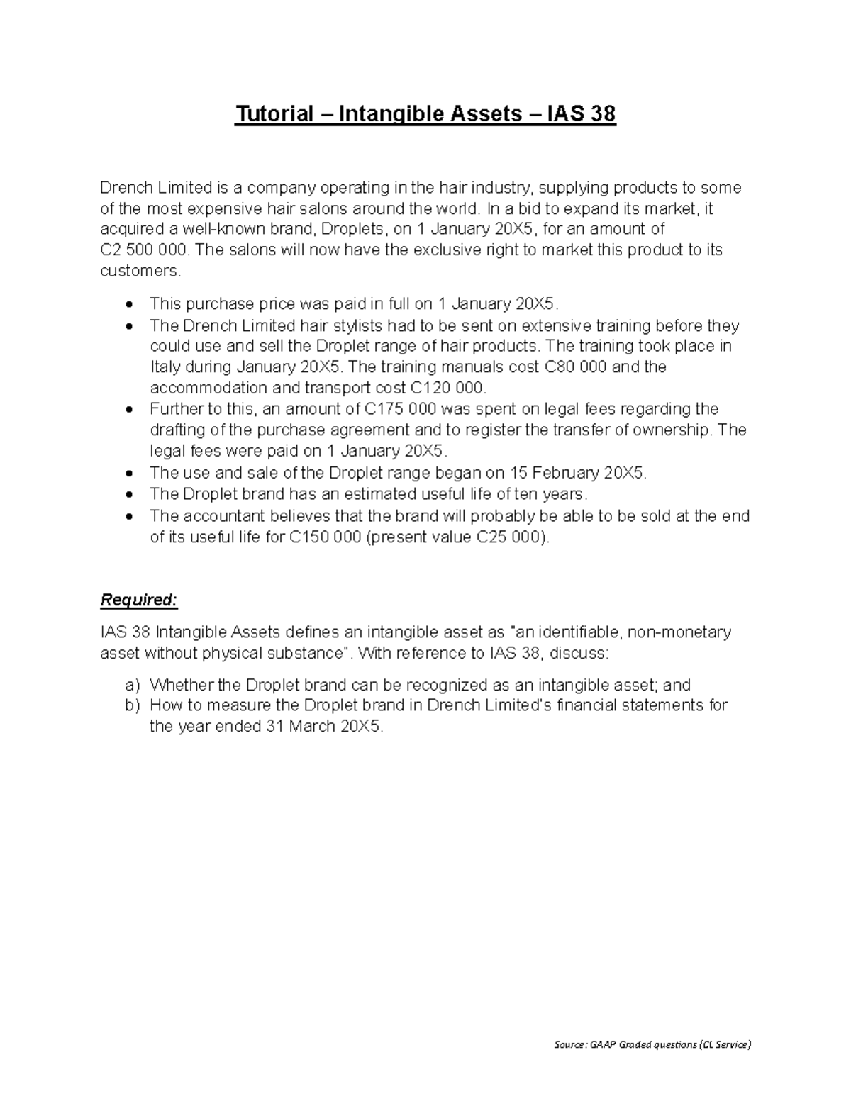Tutorial - Intangible Assets - Source: GAAP Graded questions (CL ...