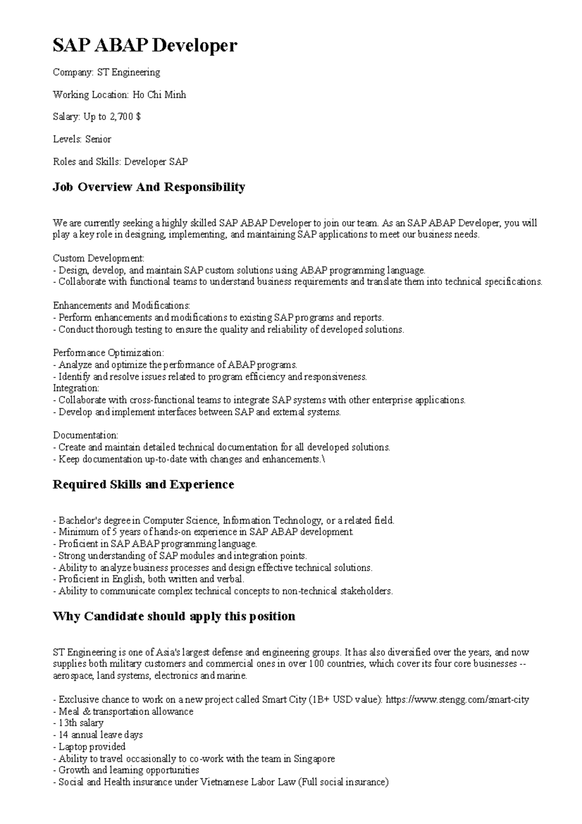 SAP ABAP Developer - Nothing - SAP ABAP Developer Company: ST ...