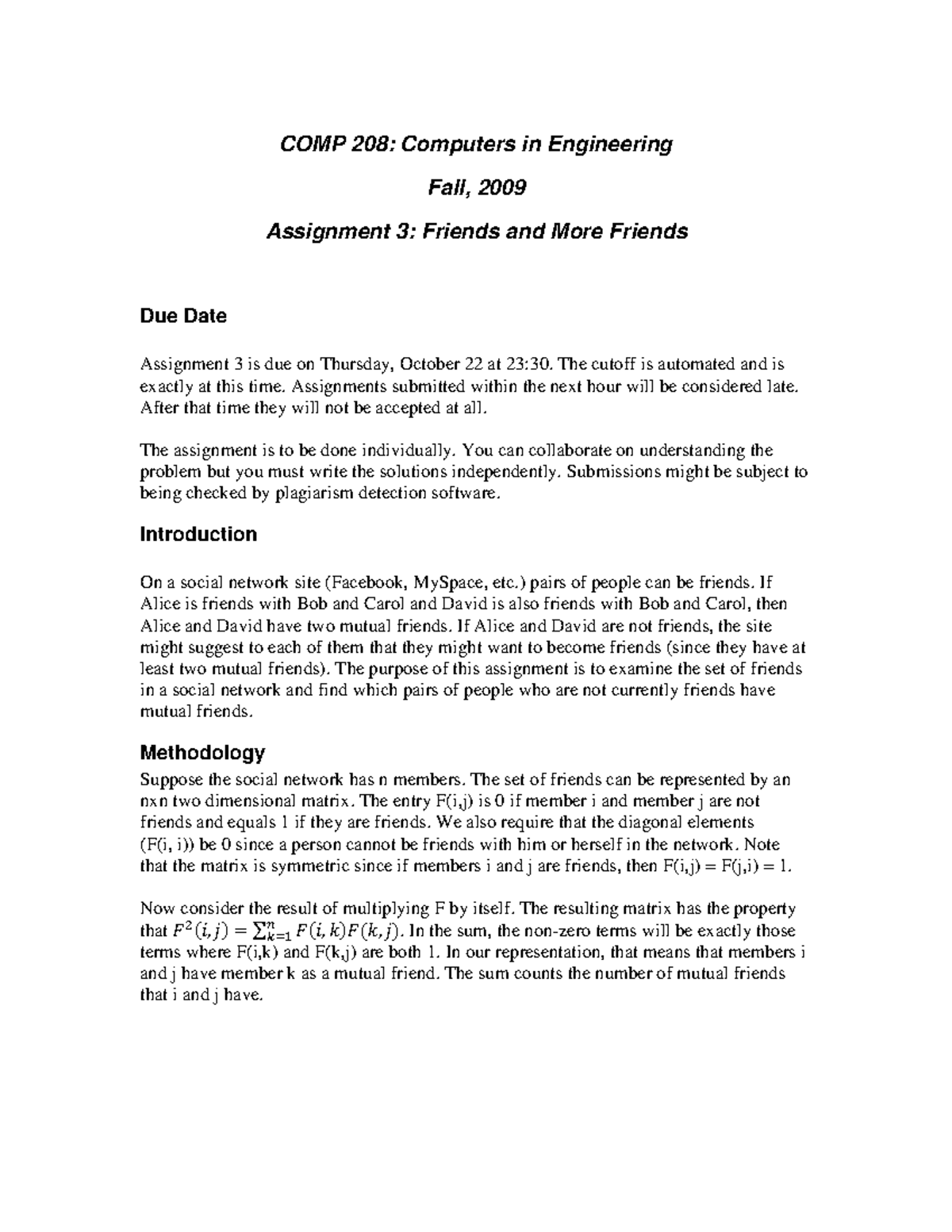 COMP 208 ASS3 Fall09 - Practice/Exam - COMP 208: Computers in ...