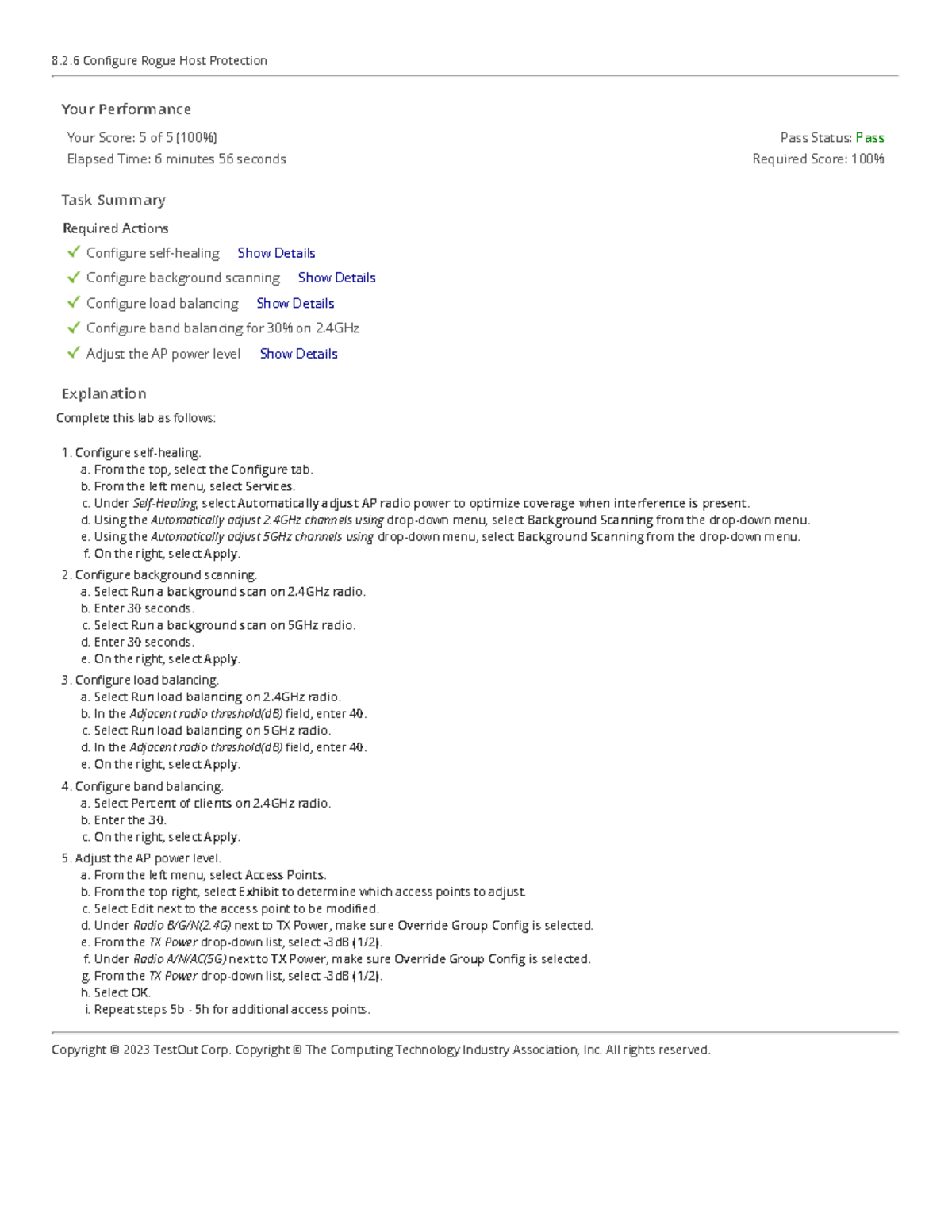 8 2 6 Configure Rogue Host Protection Pass Status Pass Required Score