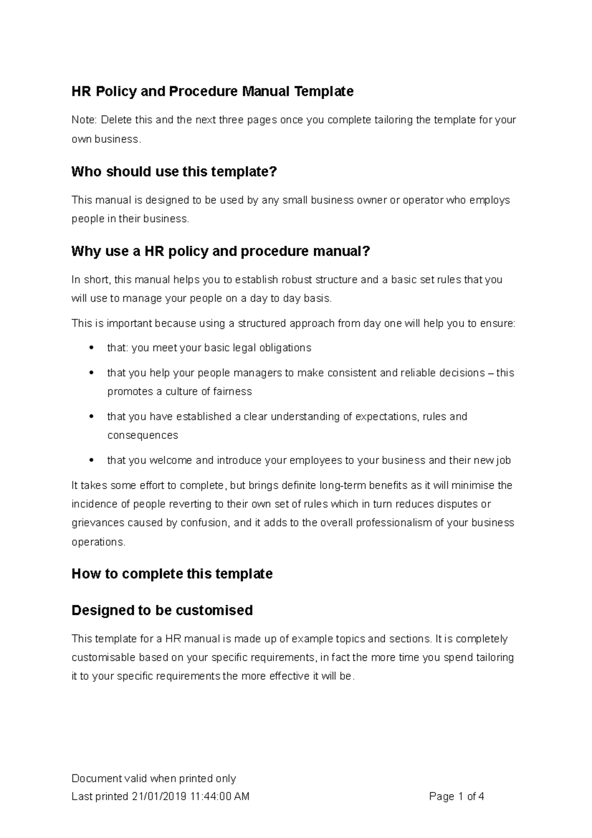 HR-manual-template - Example of HR manual - HR Policy and Procedure ...