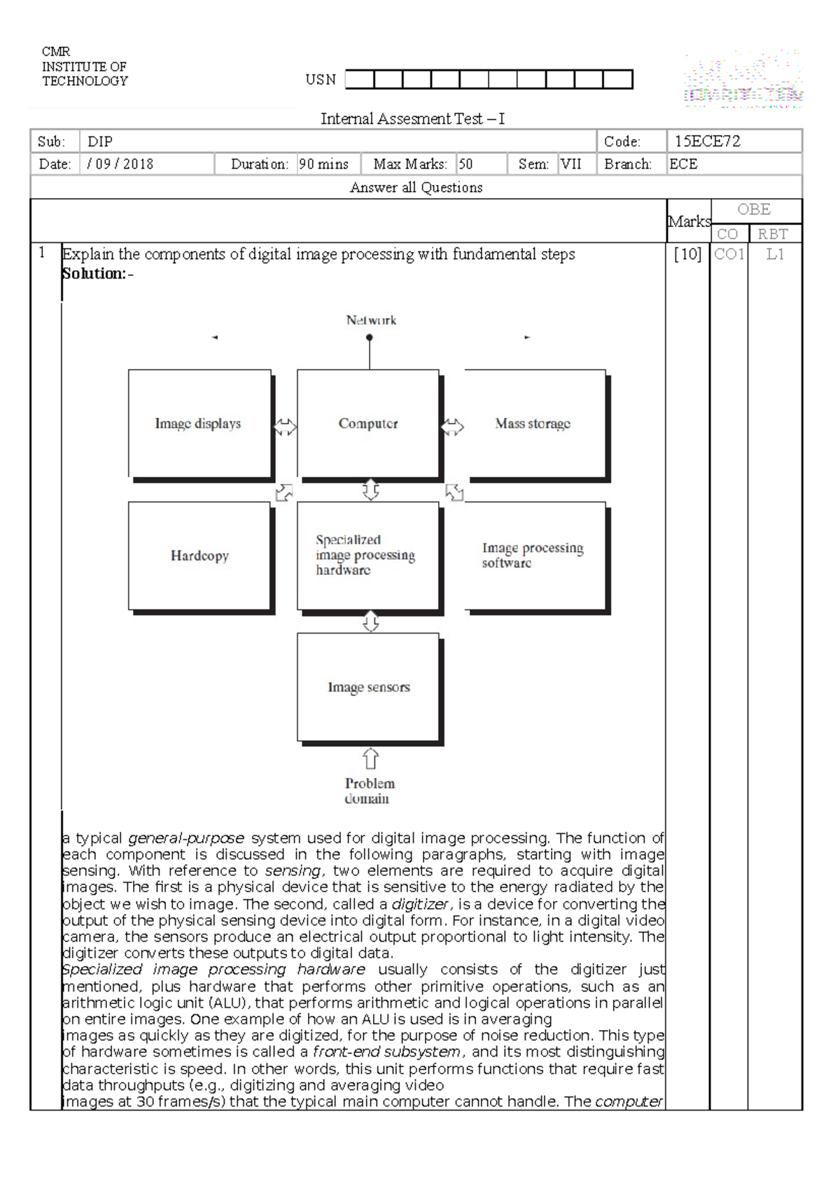 IAT - I Question Paper with Solution of 15EC72 DIP Sep-2018 Chetan H ...