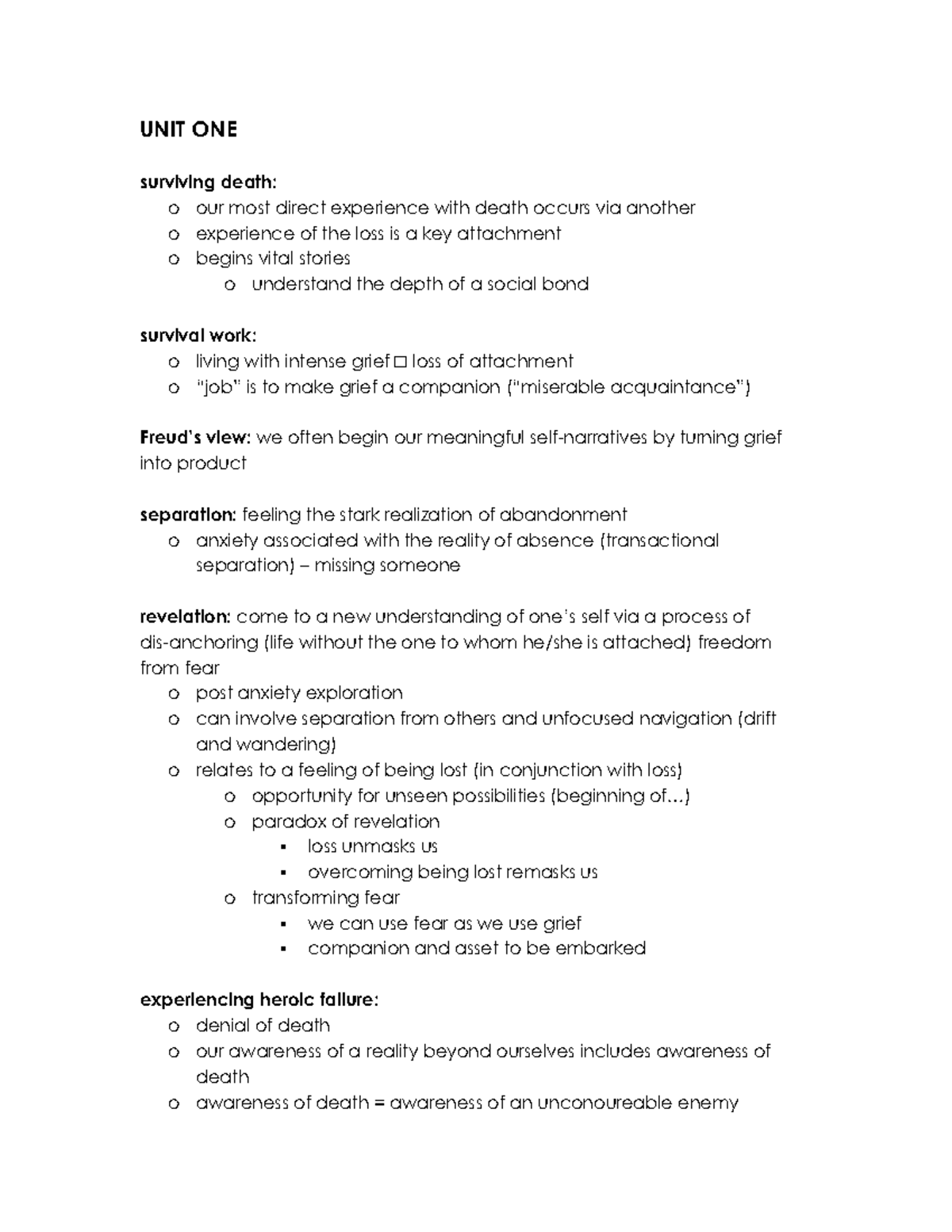 D&d2 - retired professor - UNIT ONE surviving death: o our most direct ...