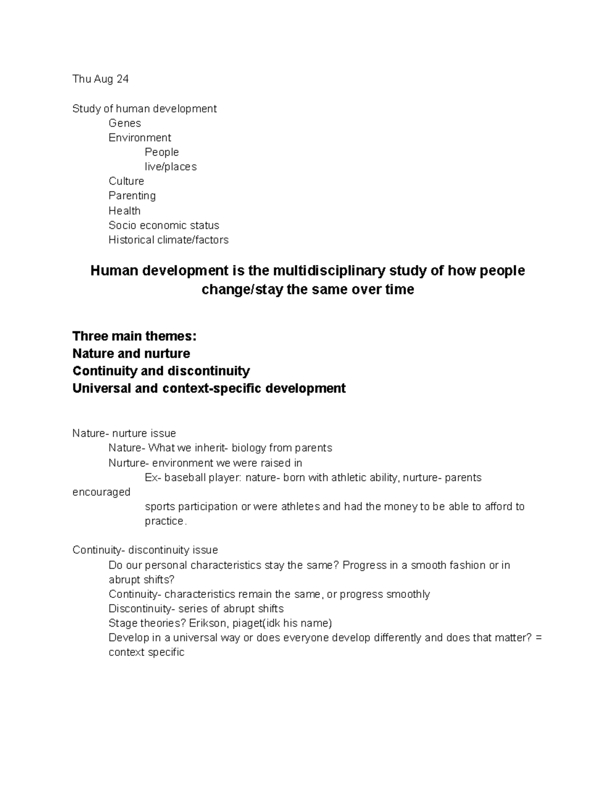 Lifespan Development- Dr. Domini R. Castellino second class - Thu Aug ...