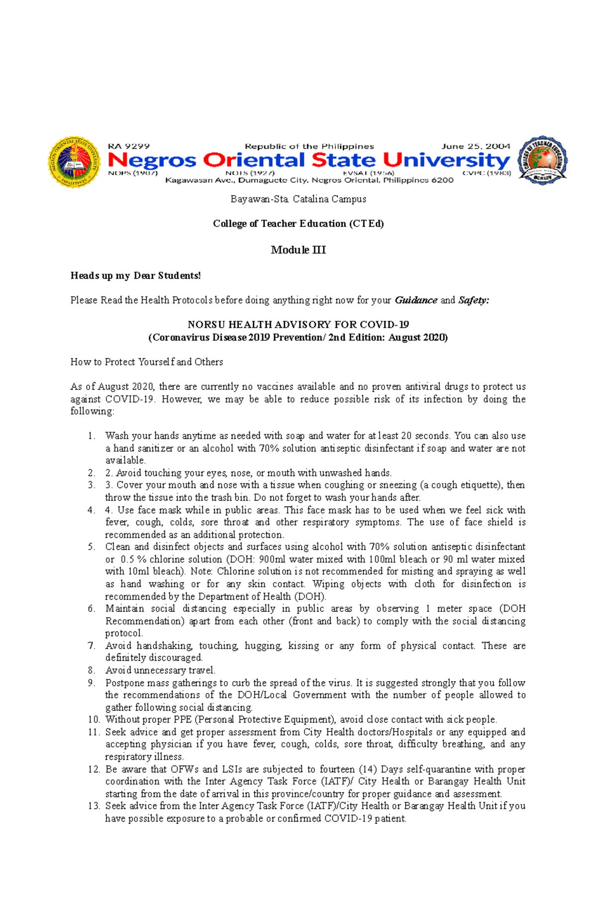 P.E 3 - Module 3 - Please refer the file. - Bayawan-Sta. Catalina ...