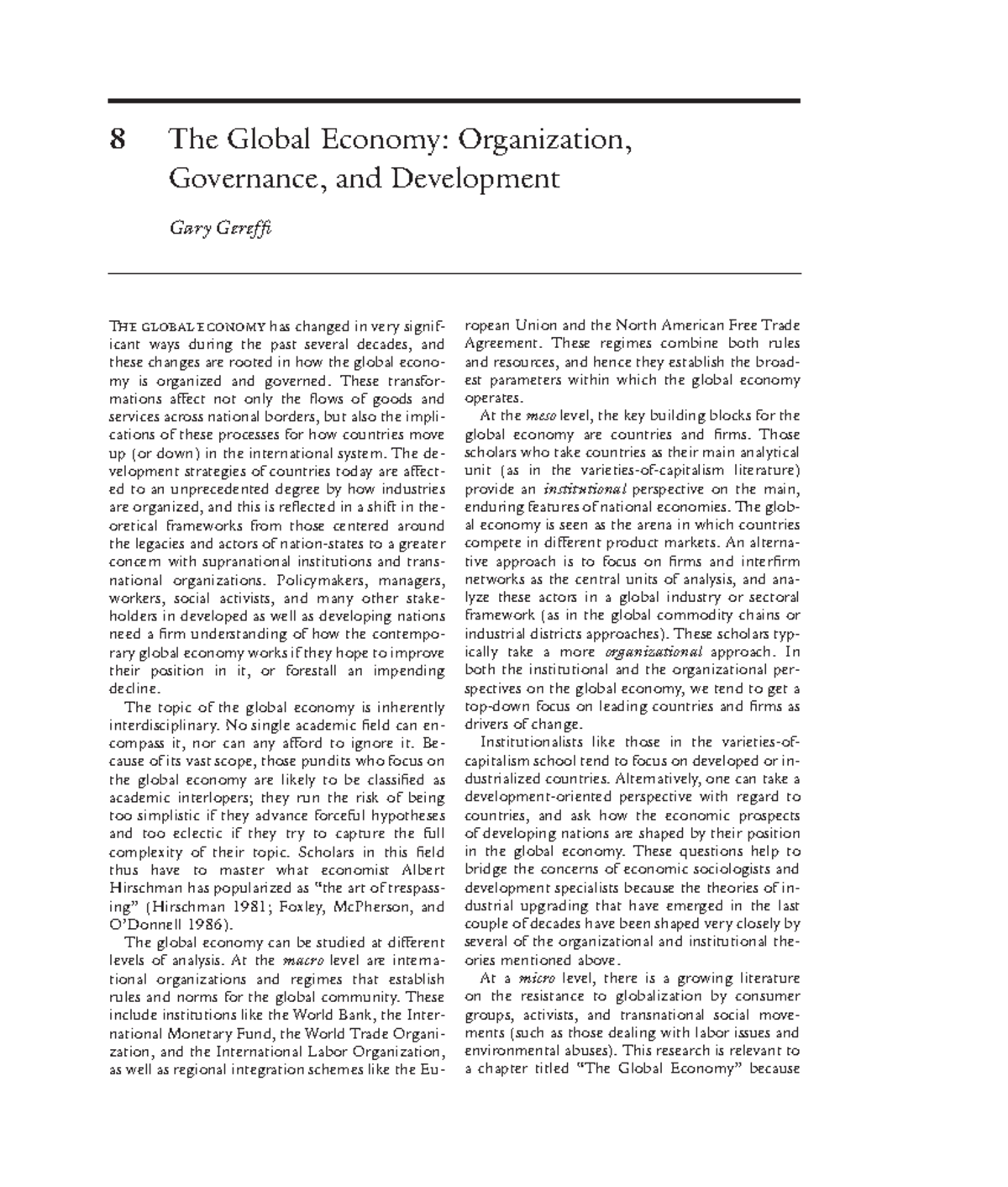 Global Economy chapter Handbook 2005 - 8 The Global Economy ...