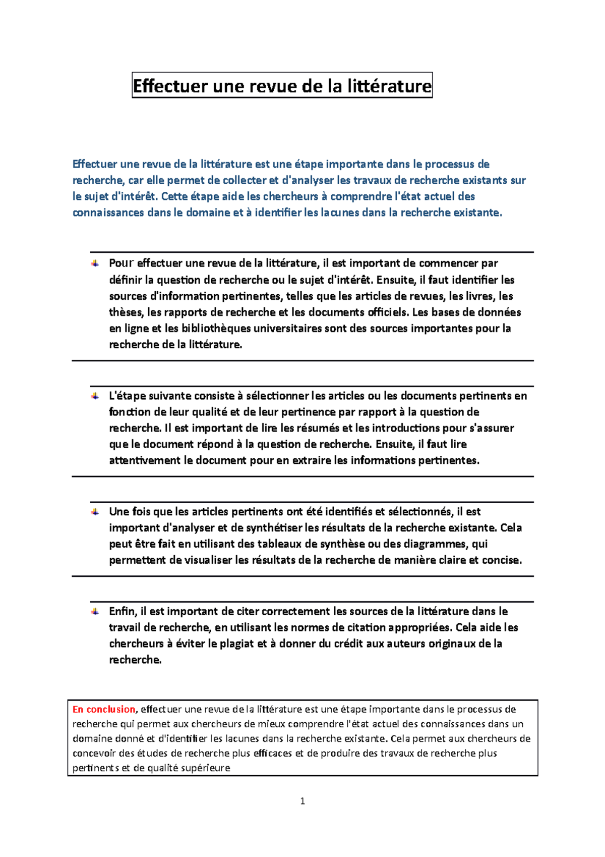 Effectuer une revue de la littérature - Effectuer une revue de la ...