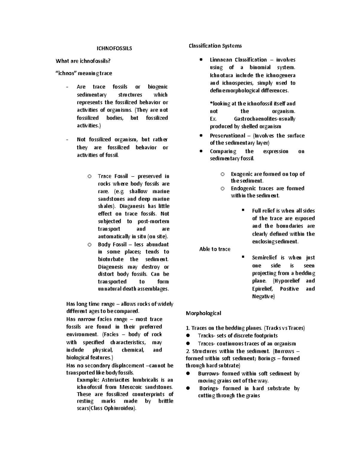 Ichnofossils Taxonomy AND Systematics Transcript - ICHNOFOSSILS What ...