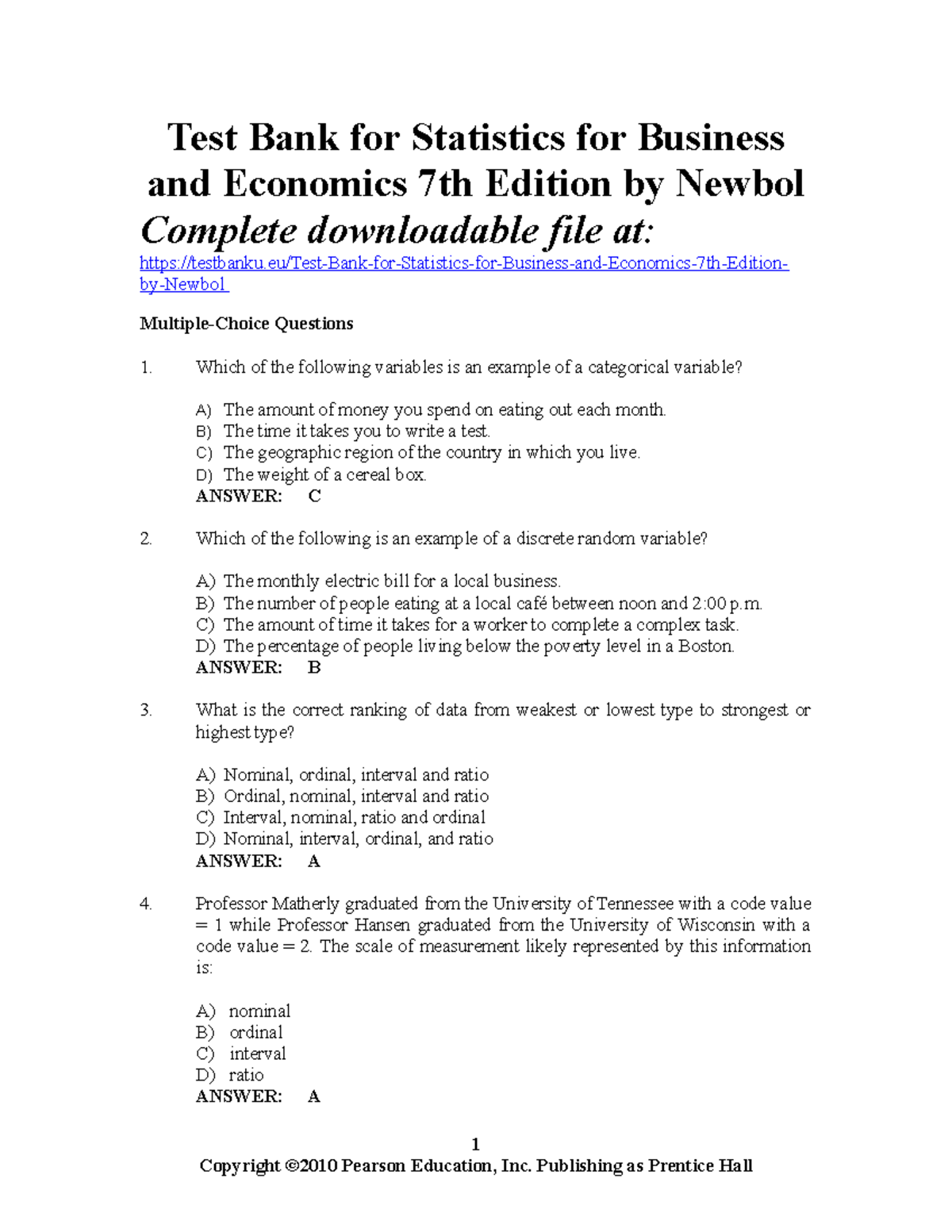 380300817 test bank for statistics for business and economics 7th ...