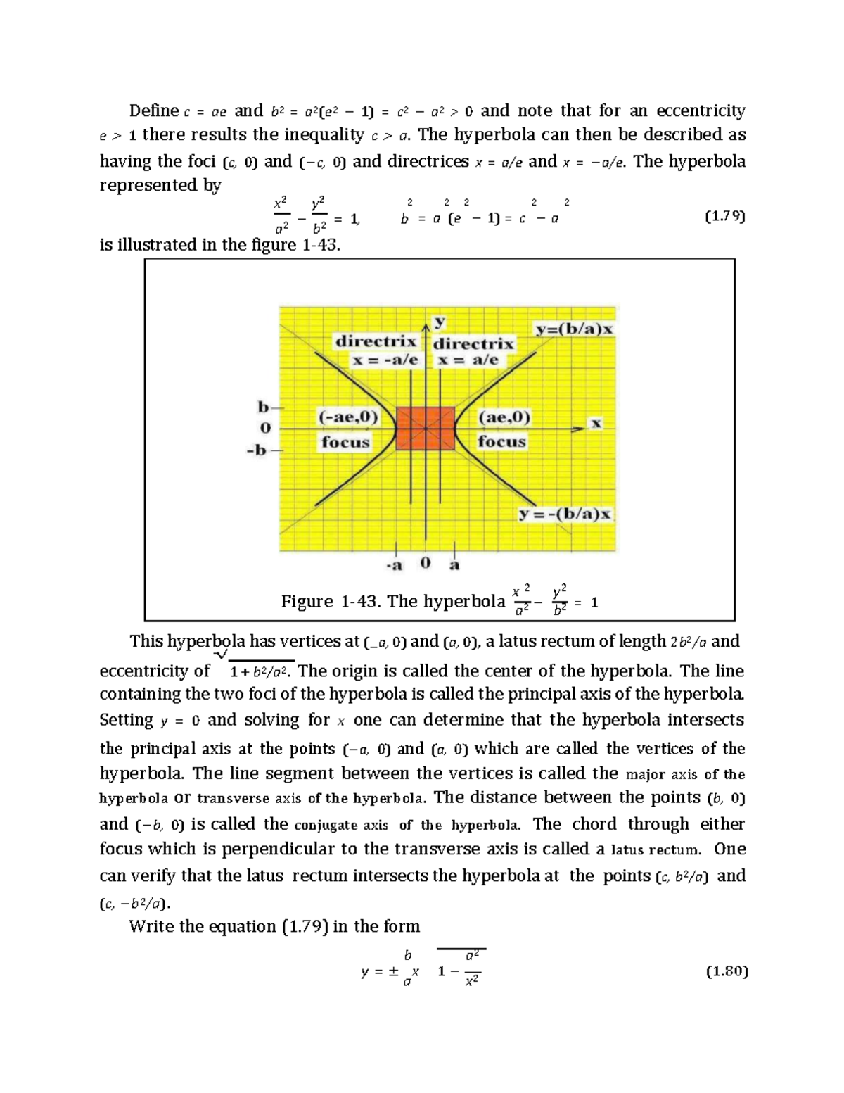 Introduction to Calculus 2-7 - − Define c = ae and b 2 = a 2 (e 2 − 1 ...