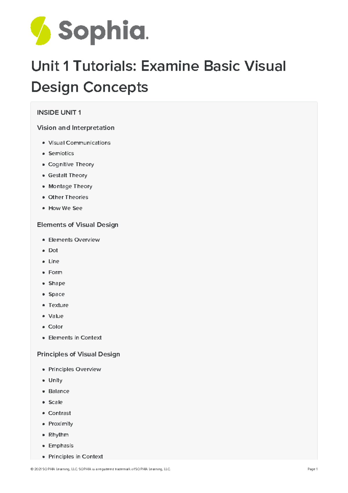 Unit 1 tutorials examine basic visual design concepts - Unit 1 ...