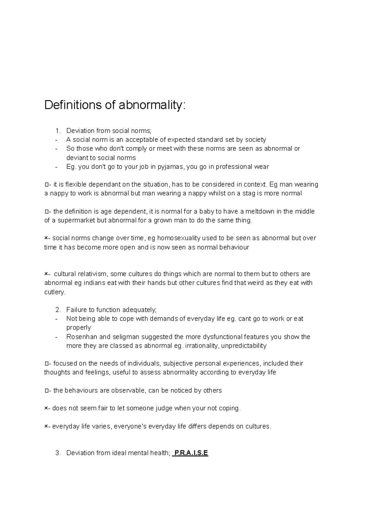 Psychopathology- AQA A-Level Psychology - Definitions of abnormality ...