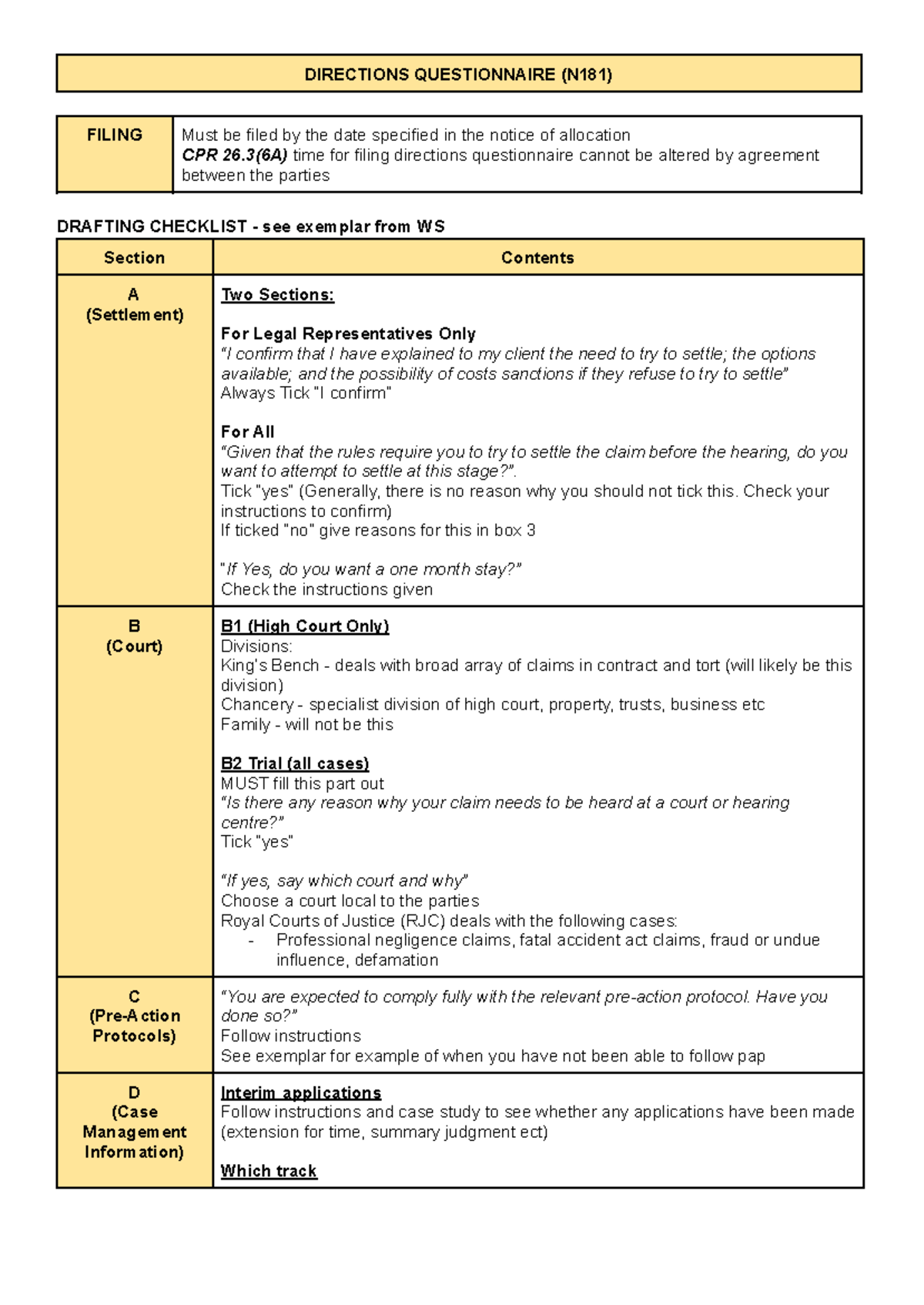 Directions Questionnaire and Cost Management - DIRECTIONS QUESTIONNAIRE ...