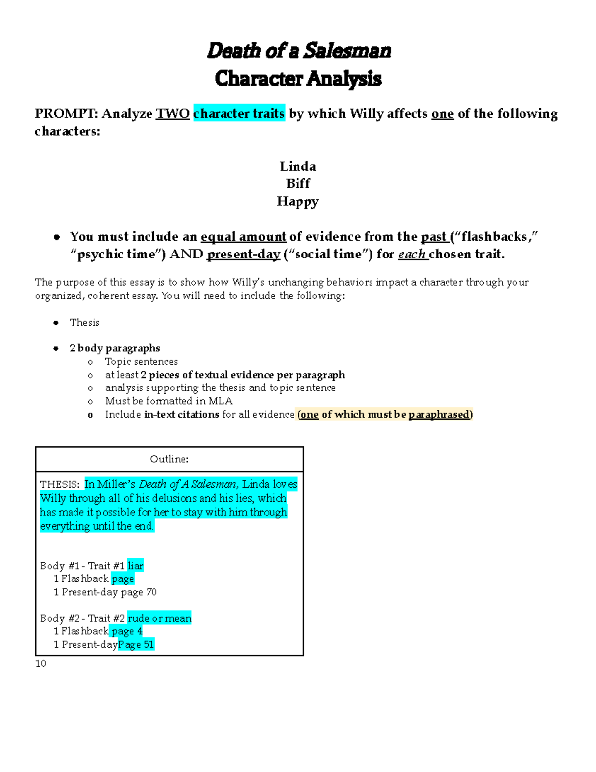 Copy of Character Analysis Essay - Death of a Salesman Character ...