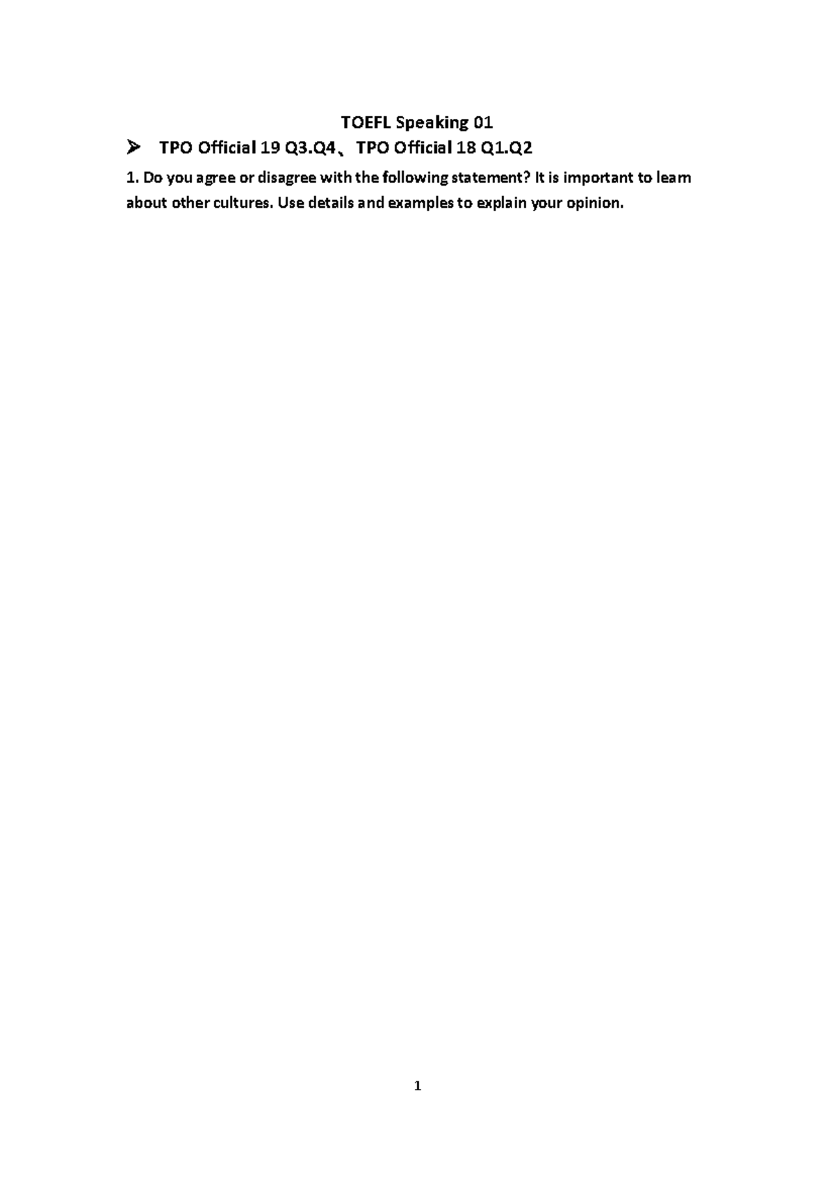 Toefl Speaking 02 (no transcript) - TOEFL Speaking 01 TPO Official 19 ...