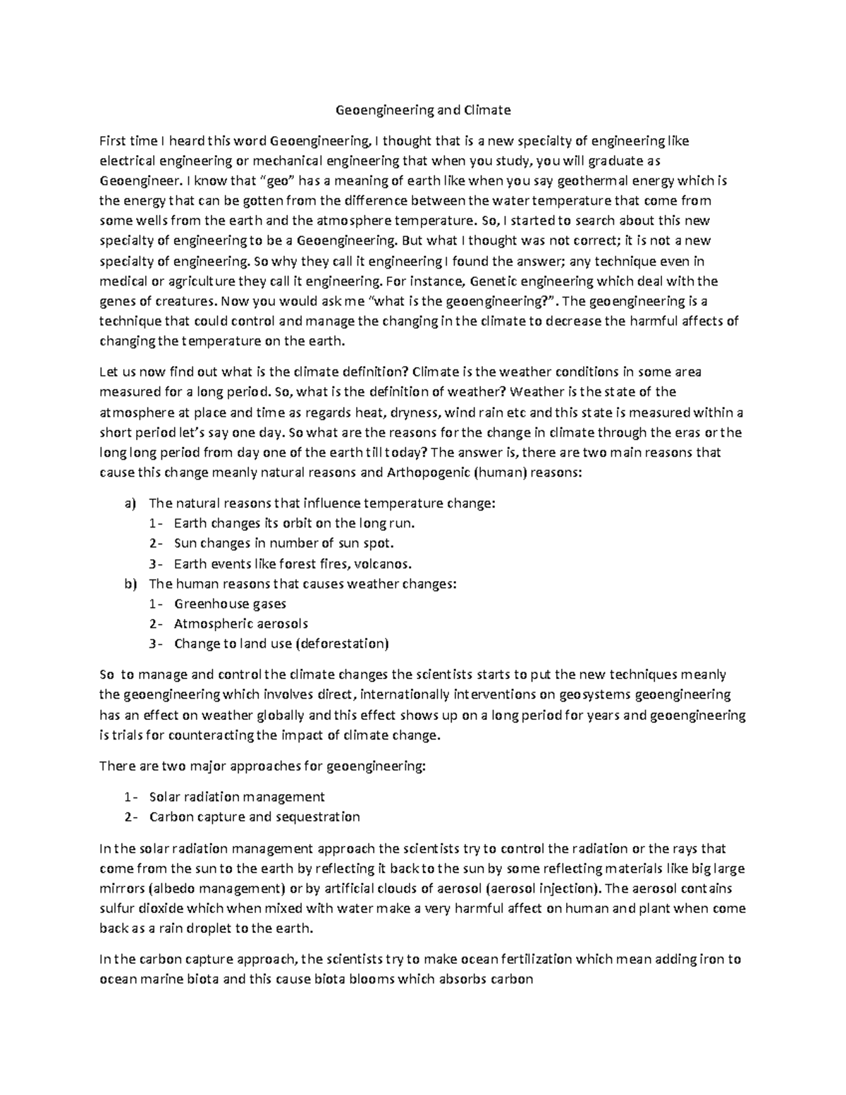 Geoengineering and Climate - Geoengineering and Climate First time I ...