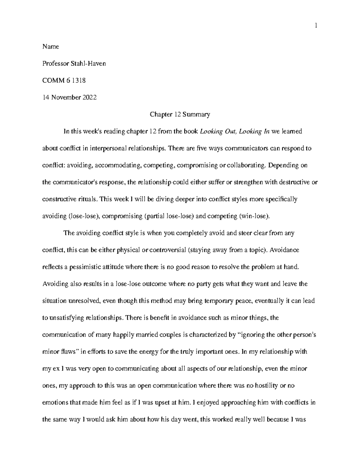 Chapter 12 Summary - 1 Name Professor Stahl-Haven COMM 6 1318 14 November 2022 Chapter 12 ...