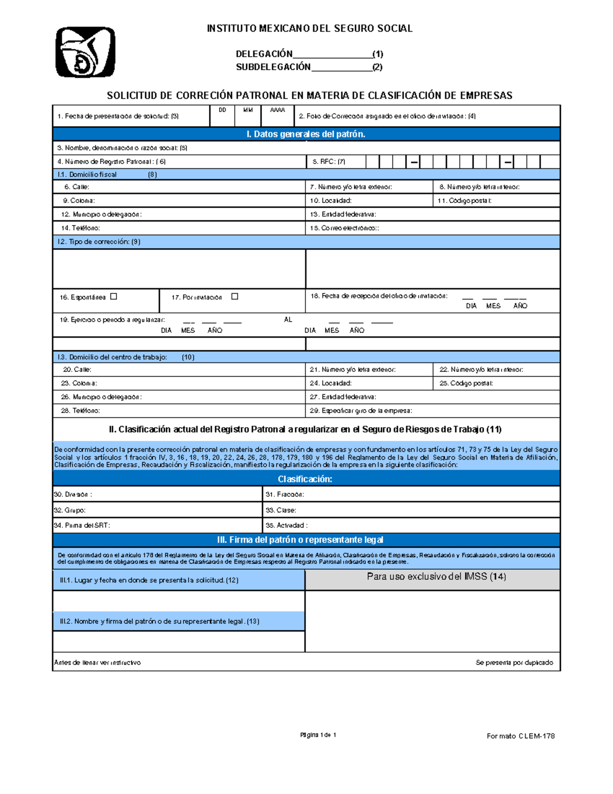 CLEM-178 - INSTITUTO MEXICANO DEL SEGURO SOCIAL DELEGACIÓN ...