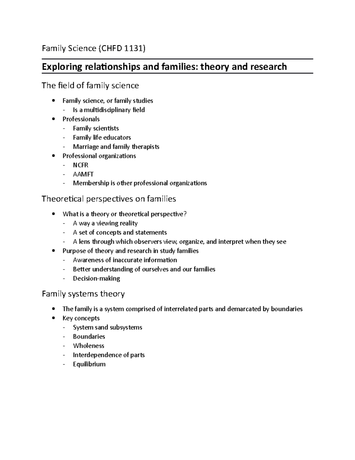 Family science section 2 notes - Family Science (CHFD 1131) Exploring ...
