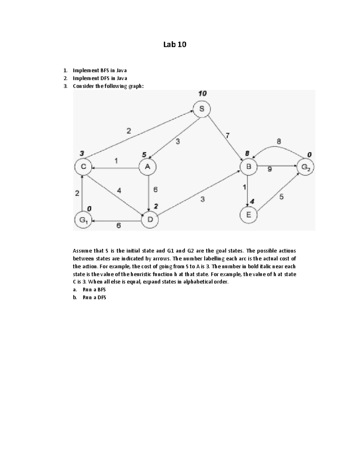 Lab10 Comp 5511 Desai Lab 10 Implement Bfs In Java Implement Dfs In Java Consider The