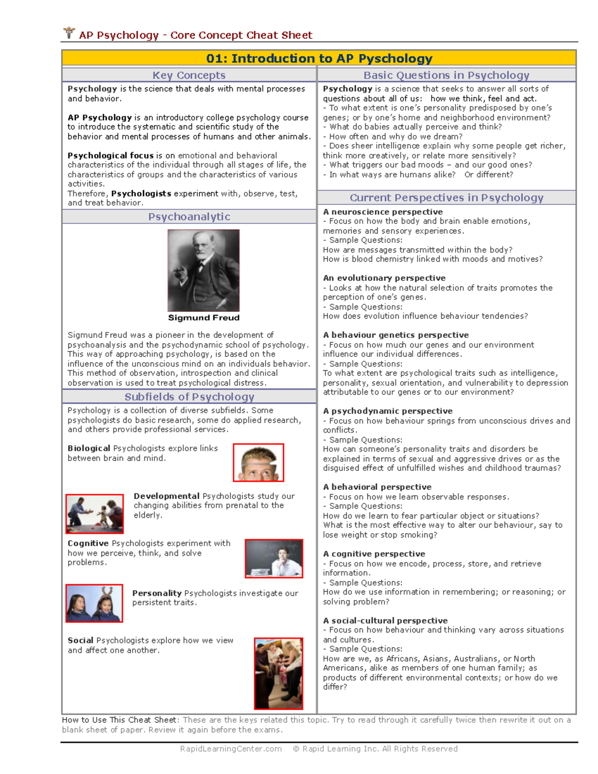 PSY CS01 Introduction To AP-Psychology - RapidLearningCenter Rapid ...