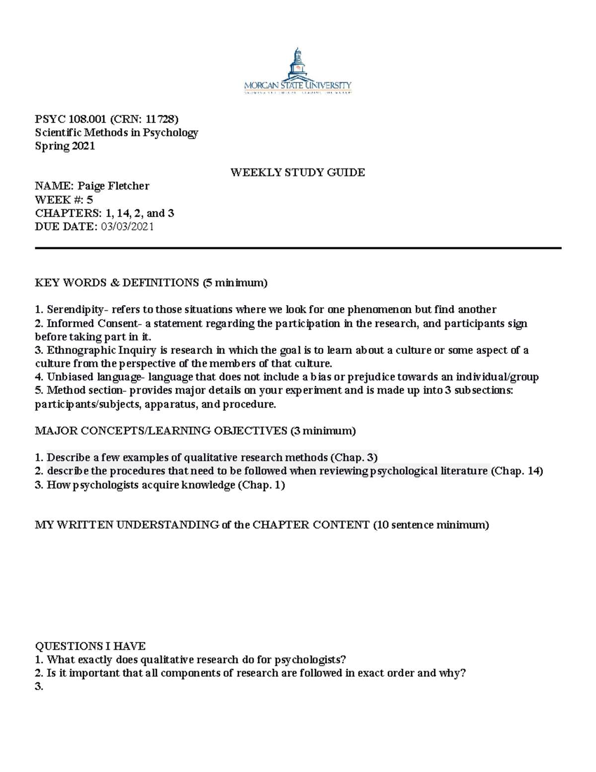 Study Guide 5 PSYC 108 CRN 11728 Scientific Methods In Psychology study-guide-5-psyc-108-crn-11728-scientific-methods-in-psychology