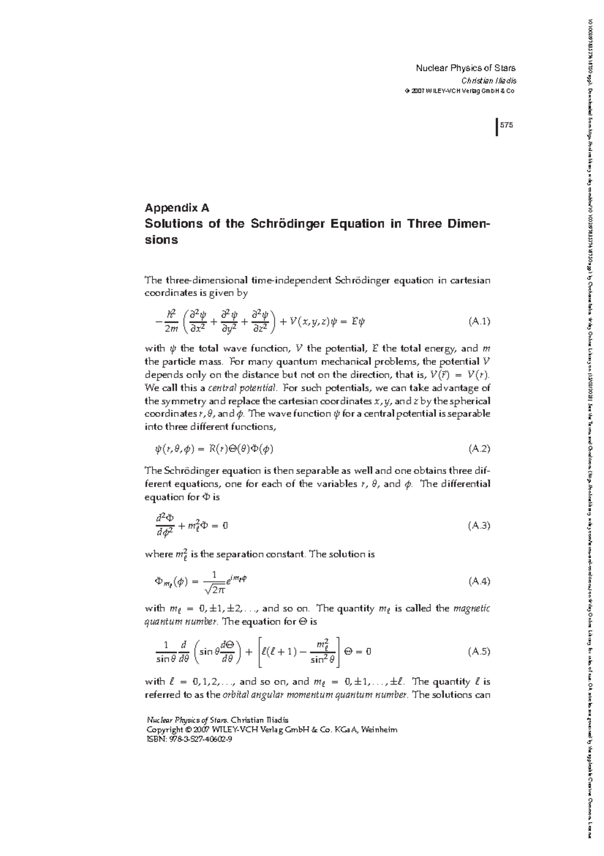 Nuclear Physics of Stars - 2007 - Iliadis - Appendix A Solutions of the ...