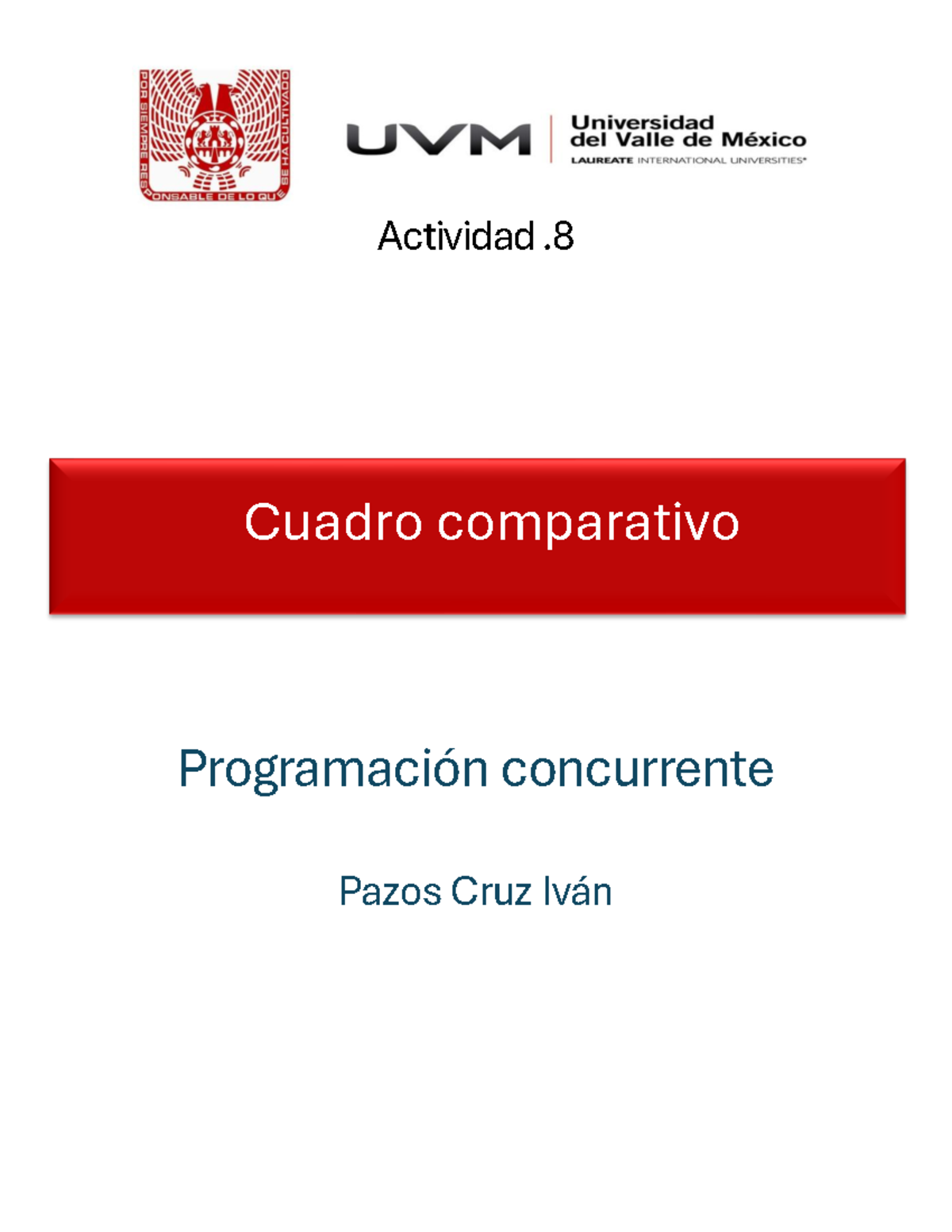 A8 IPC - actividad 8 programacion concurrente - Actividad. 8 Programación concurrente Pazos Cruz ...