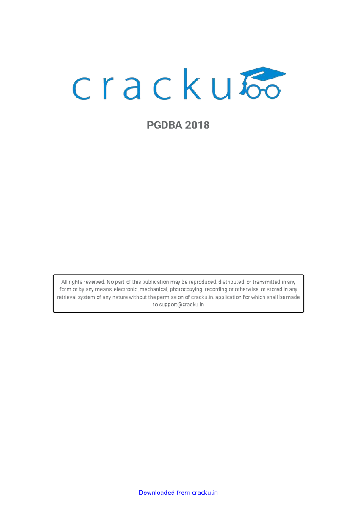 Solved Pgdba 2018 Paper with Solutions - PGDBA 2018 All rights reserved. No part of this ...