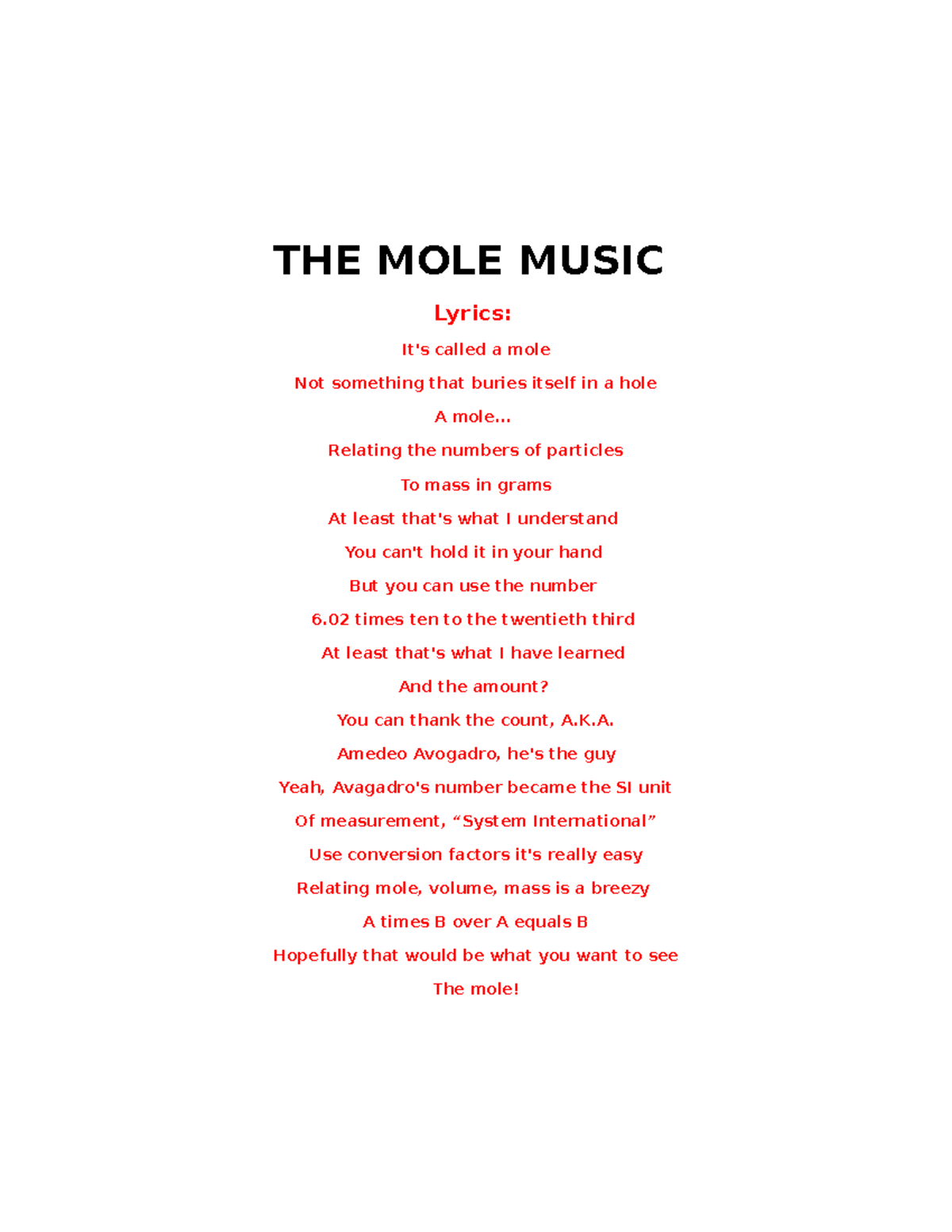THE MOLE Music - It is a composed mole song in science. - THE MOLE ...