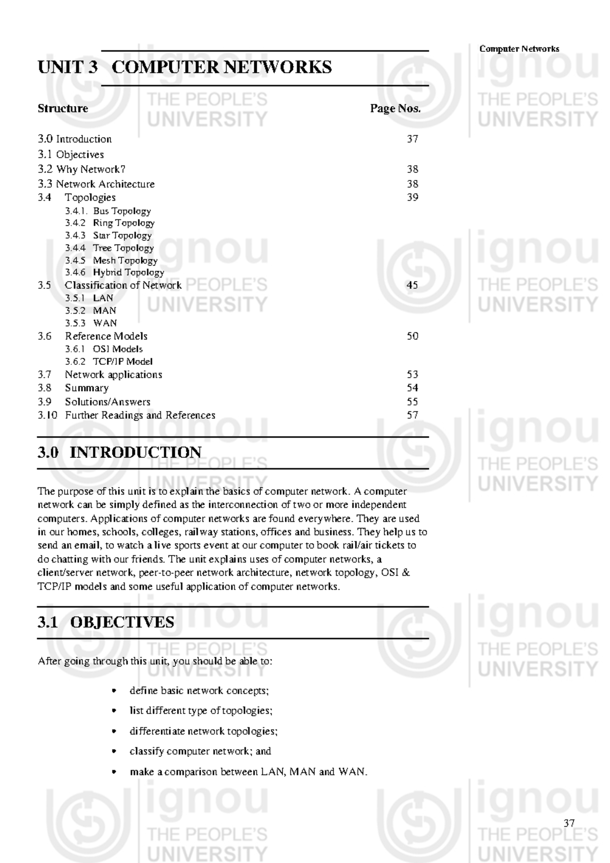 Unit-3 - Computer Networks UNIT 3 COMPUTER NETWORKS Structure Page Nos. 3 Introduction 37 3 ...