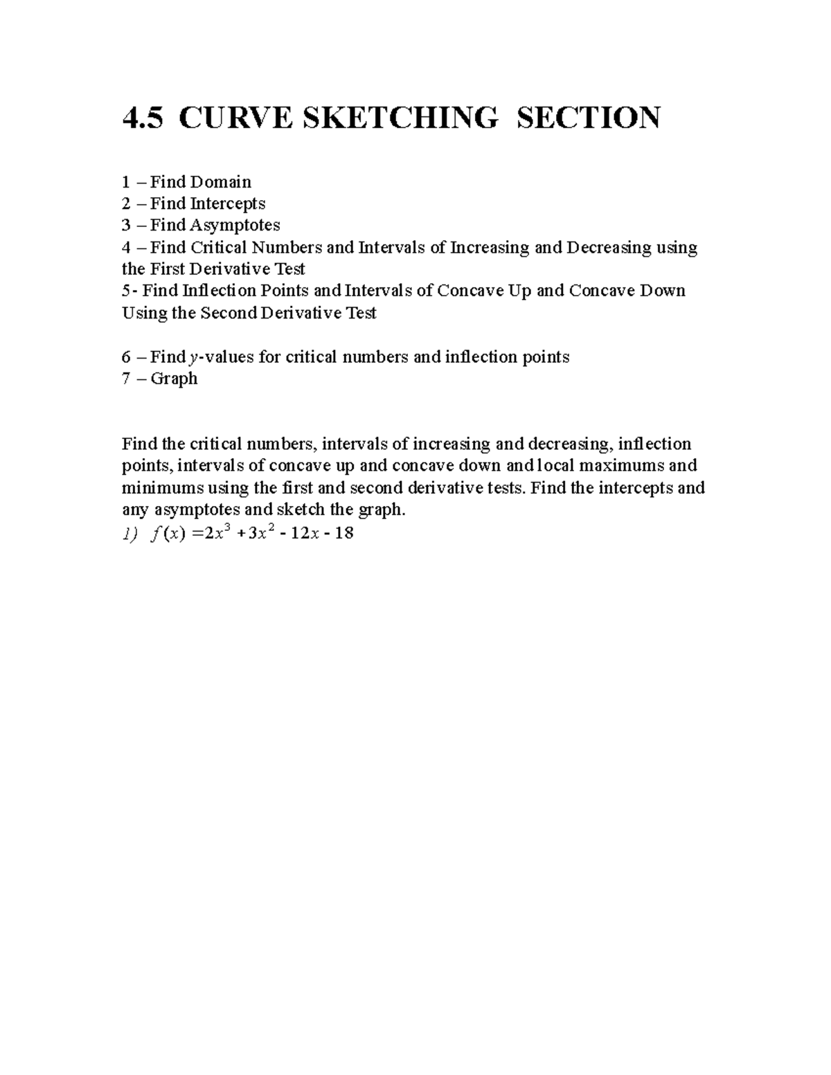 Math 151 lecture note - 4 CURVE SKETCHING SECTION 1 – Find Domain 2 ...